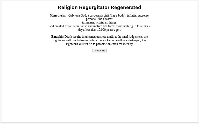 Religion Regurgitator Regenerated