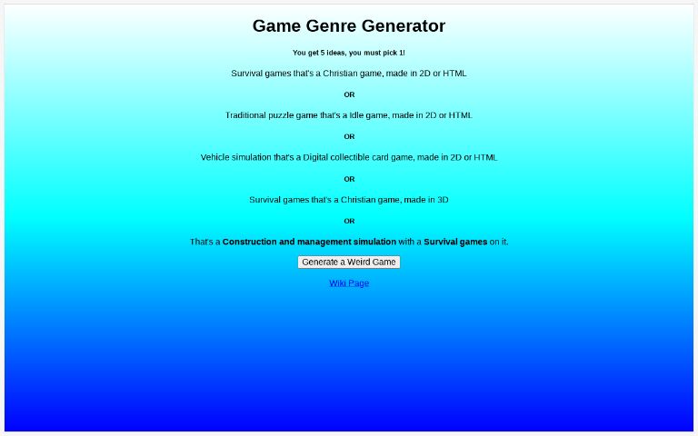 Game Genre Generator
