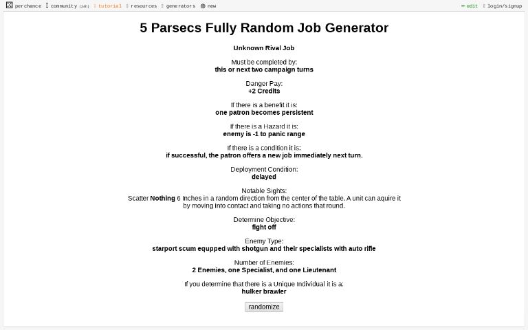 5 Parsecs Fully Random Job Generator