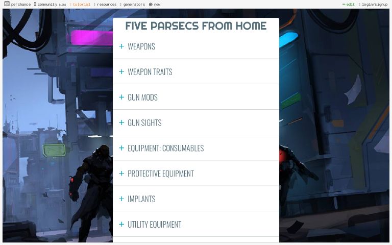 5 Parsecs Weapons And Items Index Full ― Perchance Generator