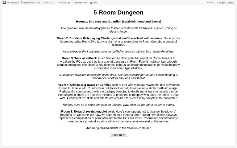 5-Room Dungeon ― Perchance Generator