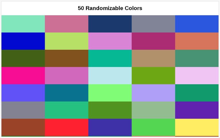 50 Randomizable Colors ― Perchance Generator