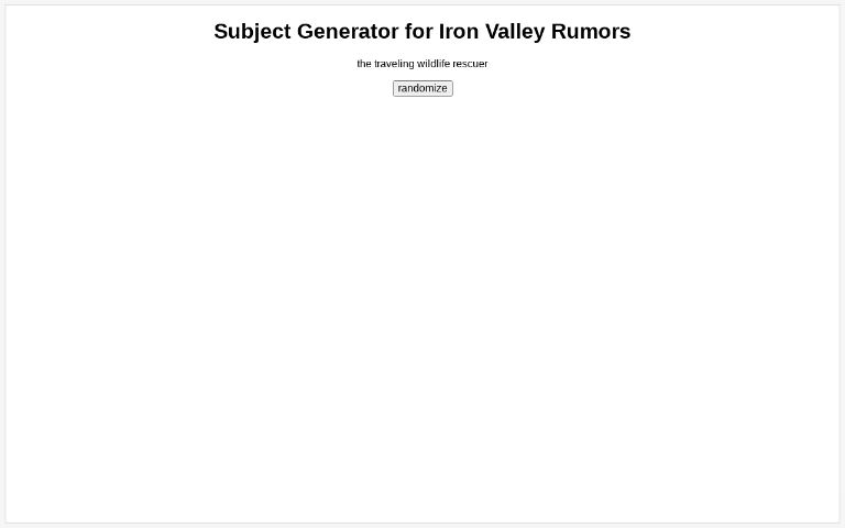 Subject Generator for Iron Valley Rumors