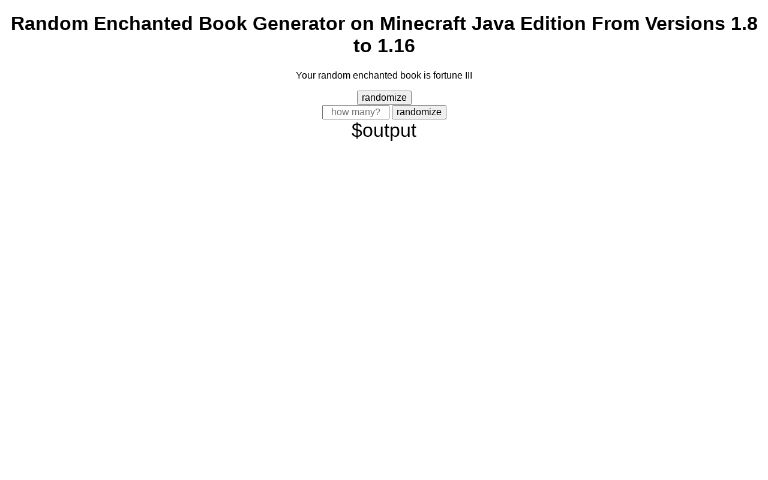 Random Enchanted Book Generator on Minecraft Java Edition From Versions 1.8 to 1.16