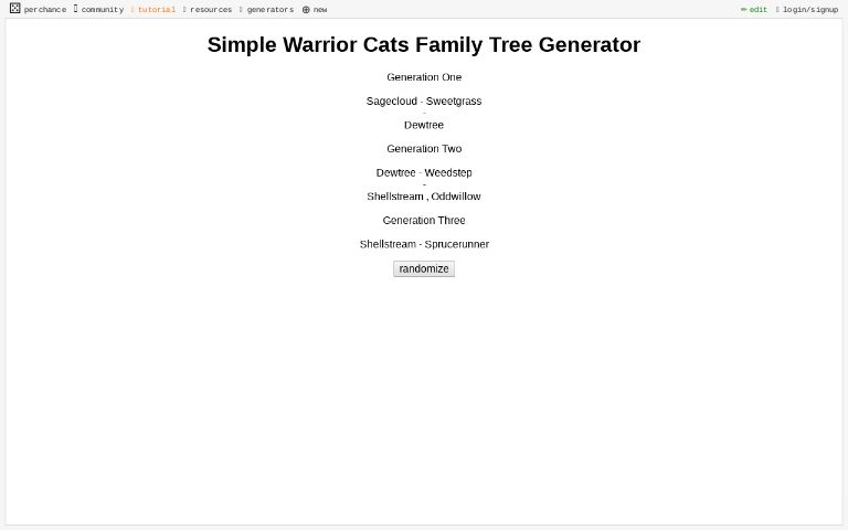 Simple Warrior Cats Family Tree Generator