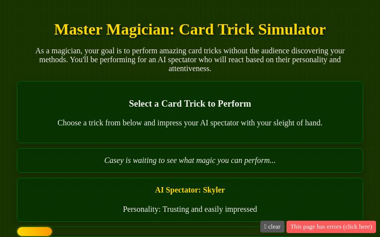 Master Magician: Card Trick Simulator ― Perchance Generator