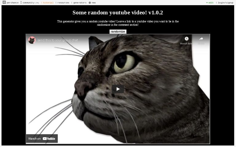 Some random youtube video! v1.0.2 ― Perchance Generator