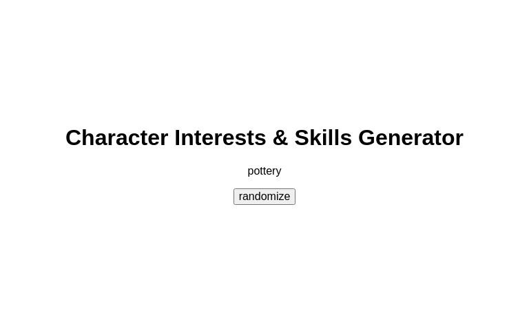 Character Interests & Skills Generator