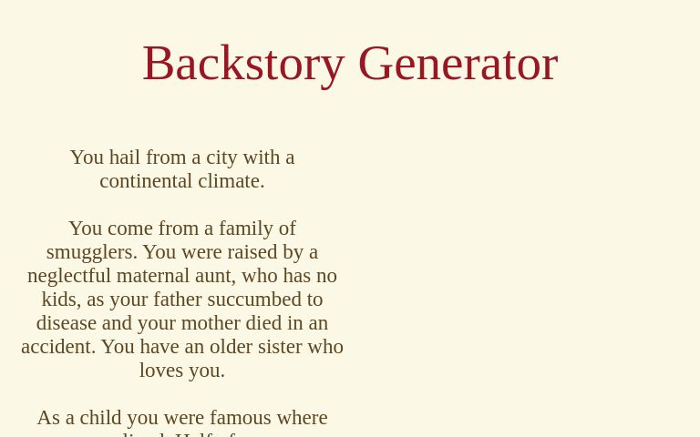 Backstory Generator
