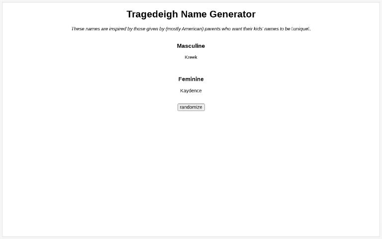 Tragedeigh Name Generator