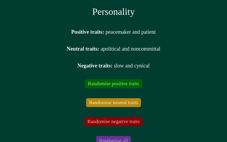 Personality ― Perchance Generator