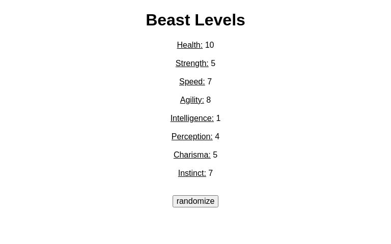Beast Levels ― Perchance Generator