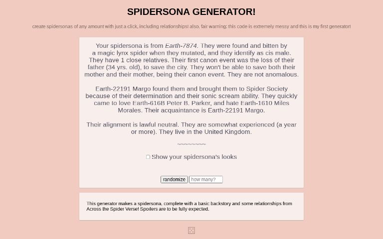SPIDERSONA GENERATOR!