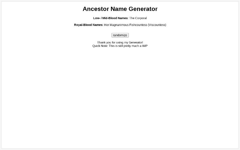 Ancestor Name Generator