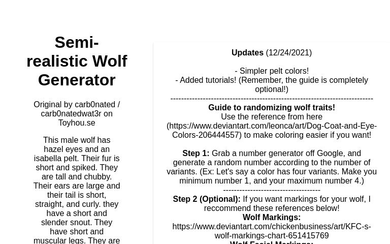 Semi-realistic Wolf Generator