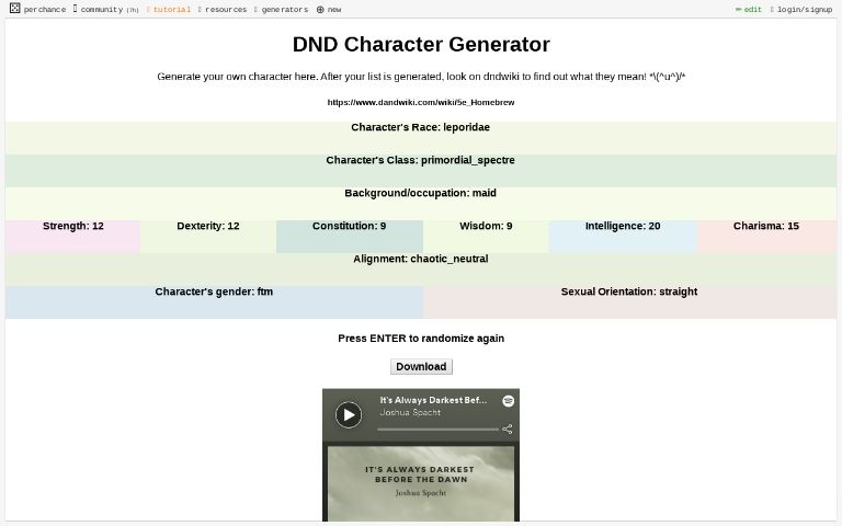 DND Character Generator