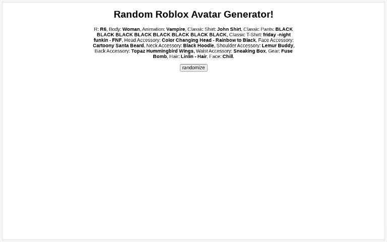 Random Roblox Avatar Generator!