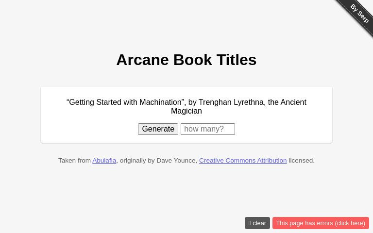 Arcane Book Titles ― Perchance Generator