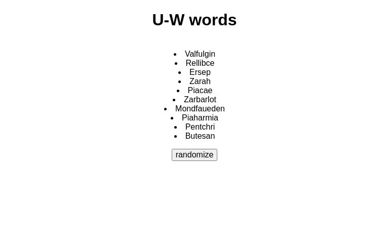 U-W words ― Perchance Generator