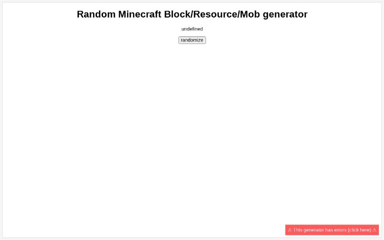 Random Minecraft Block/Resource/Mob generator