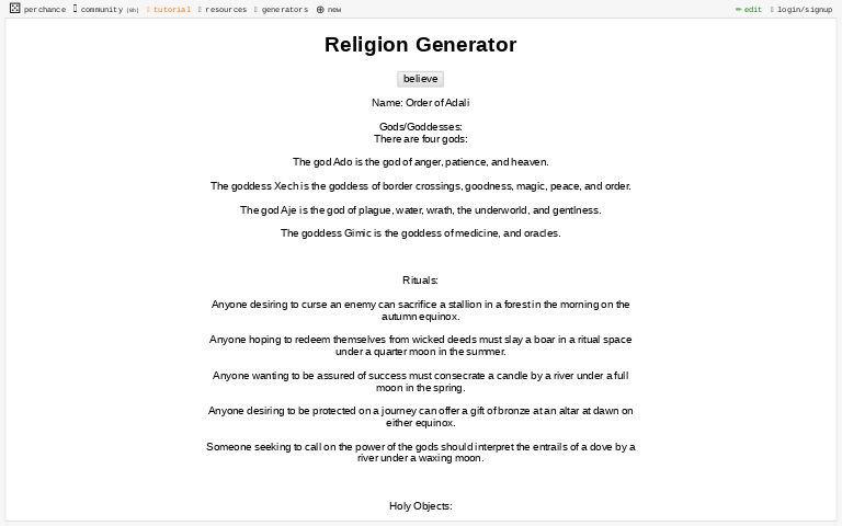 Religion Generator