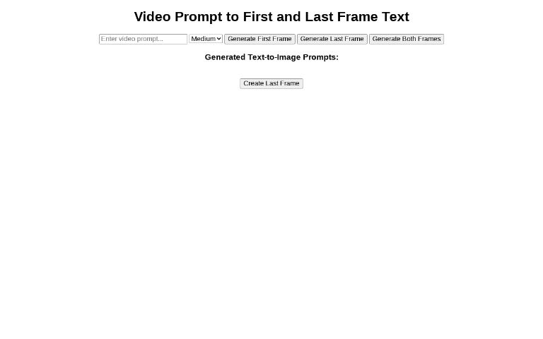 Video Prompt to First and Last Frame Text ― Perchance Generator