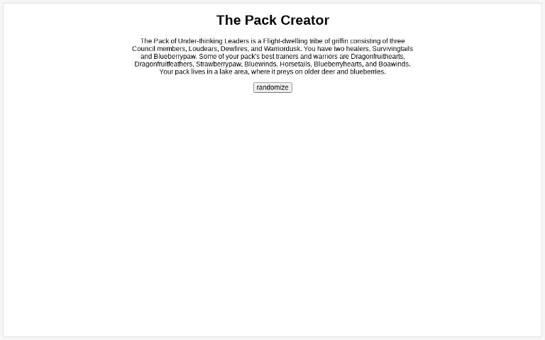 The Pack Creator ― Perchance Generator