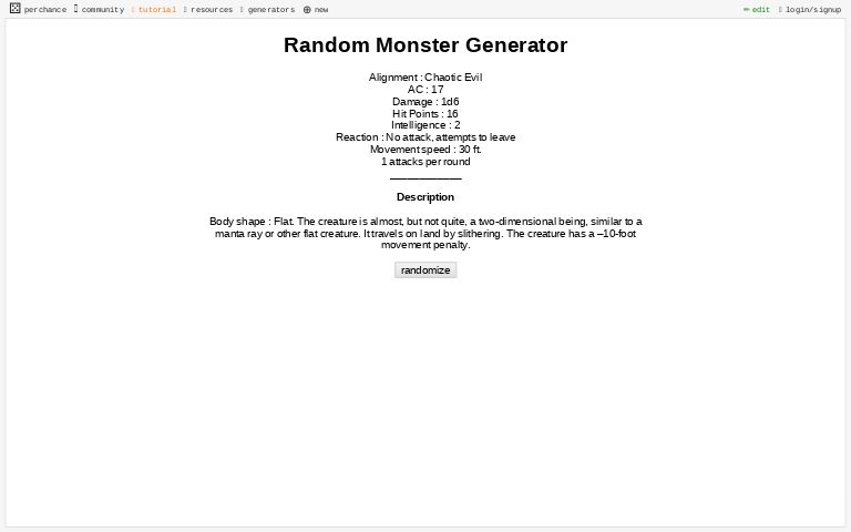 Random Monster Generator