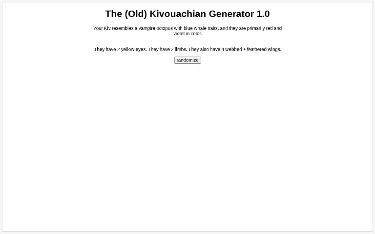 The (Old) Kivouachian Generator 1.0
