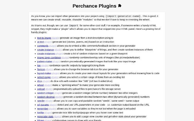Perchance Plugins ― Perchance Generator
