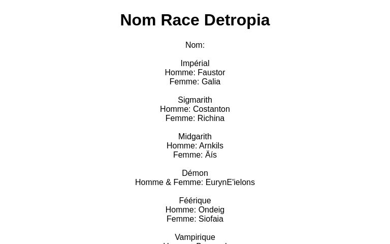 Nom Race Detropia ― Perchance Generator