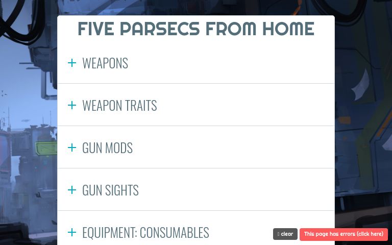 5 Parsecs Weapons And Items Index Full ― Perchance Generator