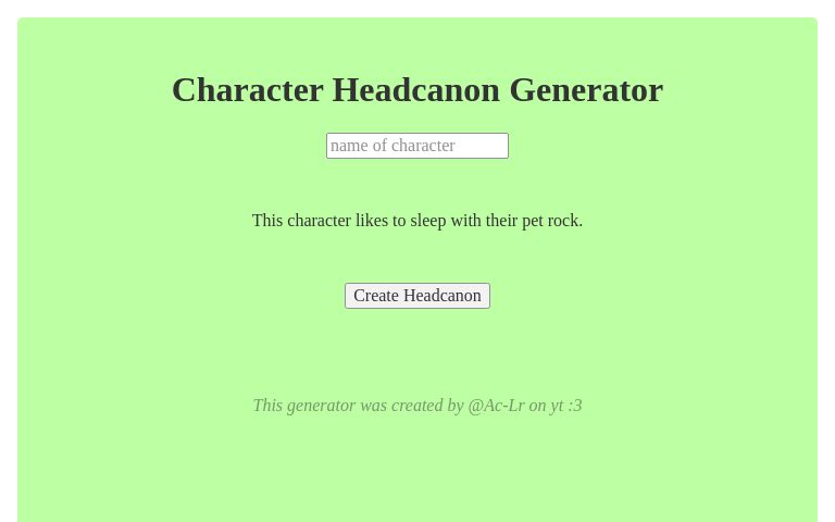 Character Headcanon Generator
