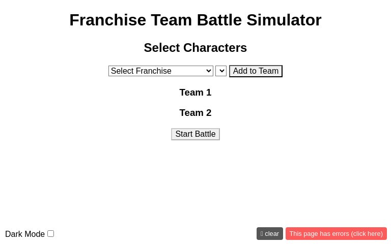 Franchise Team Battle Simulator ― Perchance Generator