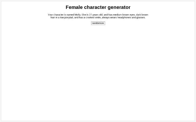 Female character generator