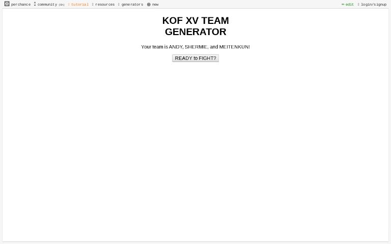 KOF XV TEAM GENERATOR