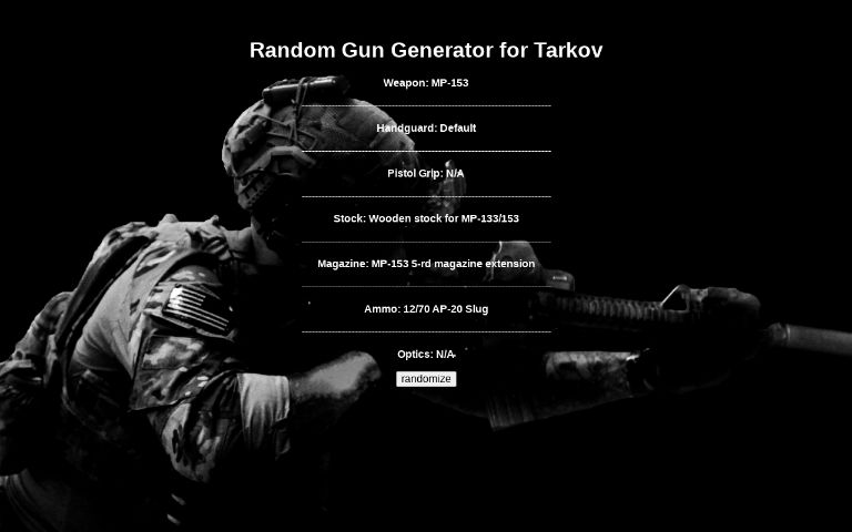 Random Gun Generator for Tarkov
