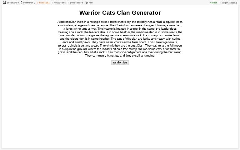 Warrior Cats Clan Generator
