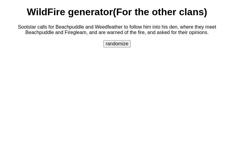 WildFire generator(For the other clans)