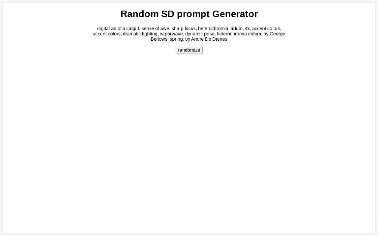 Random SD prompt Generator