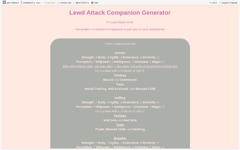 Lewd Attack Companion Generator