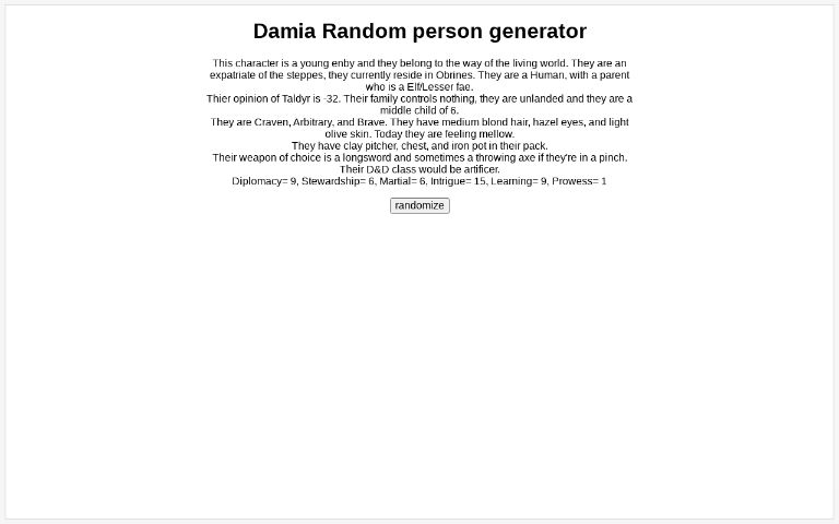 Damia Random person generator