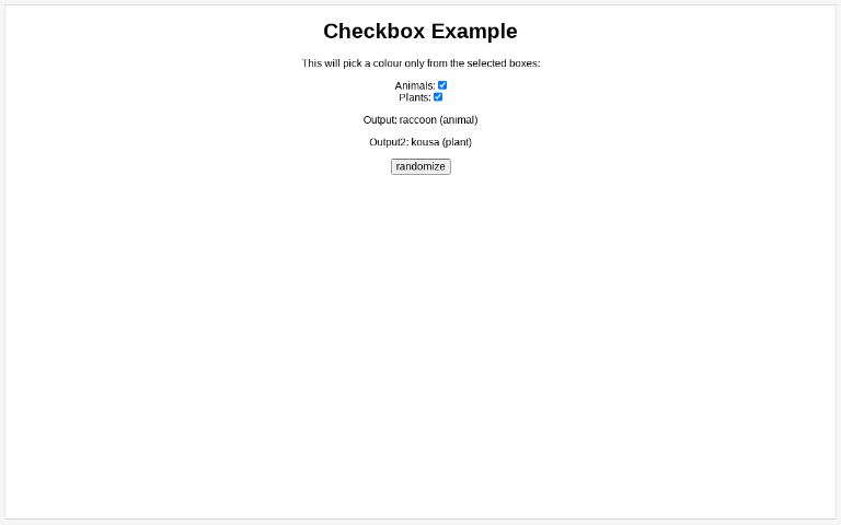 Checkbox Example ― Perchance Generator