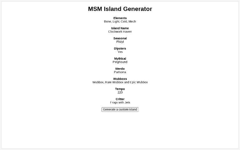 MSM Island Generator