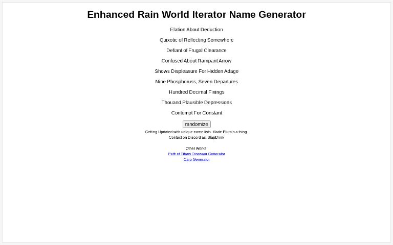Enhanced Rain World Iterator Name Generator
