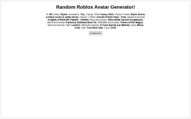 Random Roblox Avatar Generator!