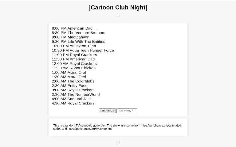 |Cartoon Club Night| ― Perchance Generator