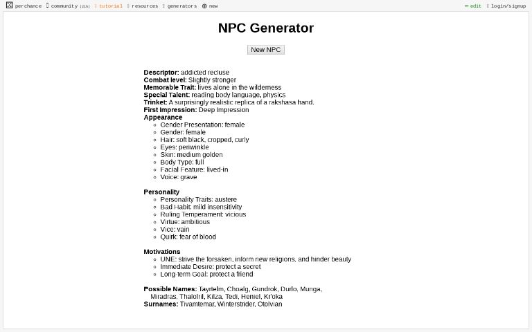 NPC Generator