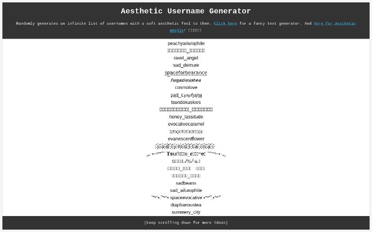 Aesthetic Username Generator