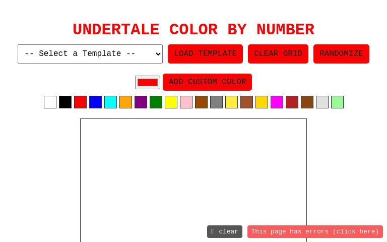 UNDERTALE Color by Number ― Perchance Generator